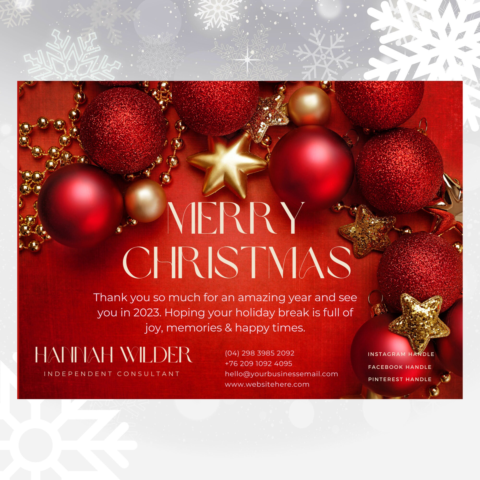 Editable Canva Christmas Card Template. Merry Christmas Editable ...