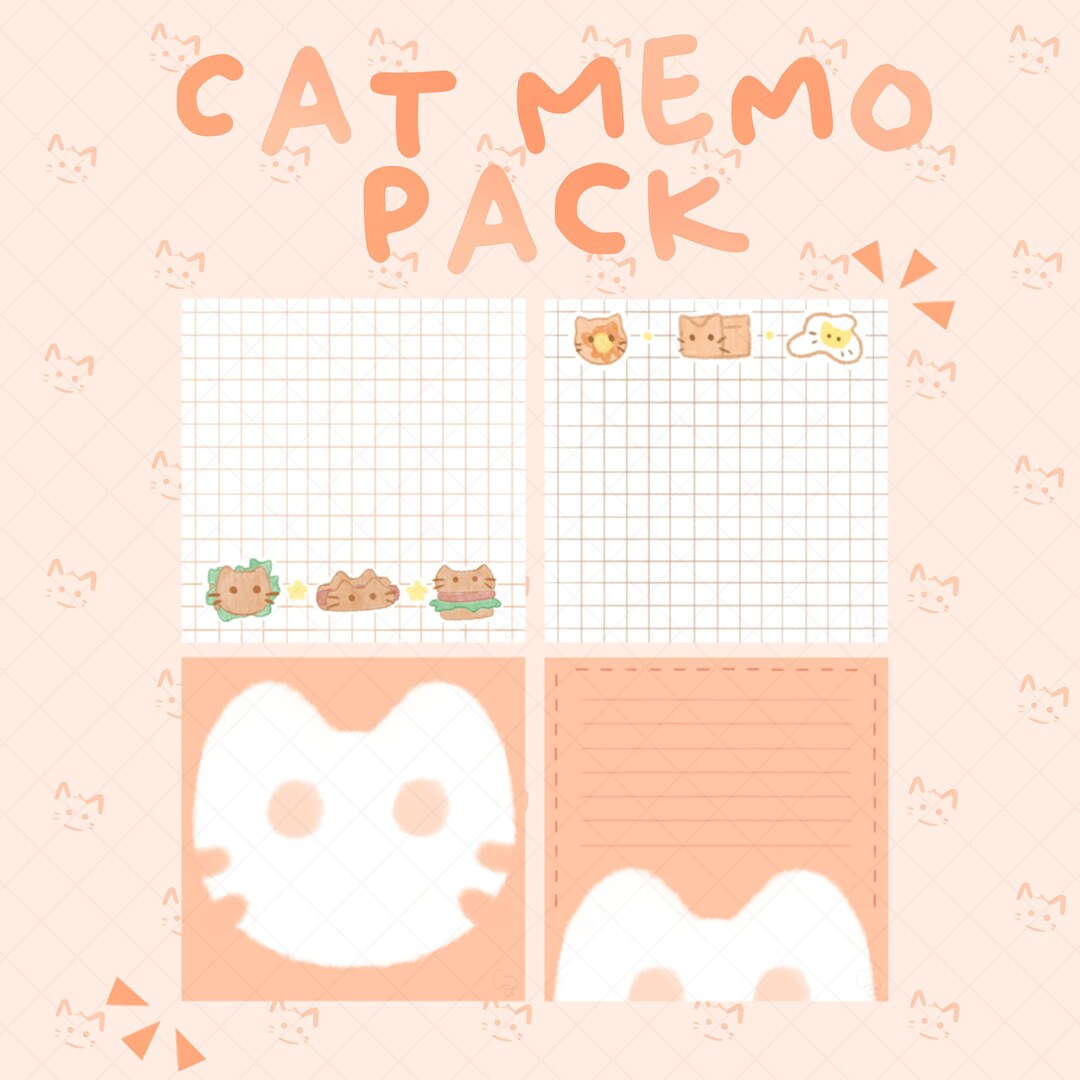 Printable Cute Cat Memo Pack for Digital and Physical Uses - Etsy UK