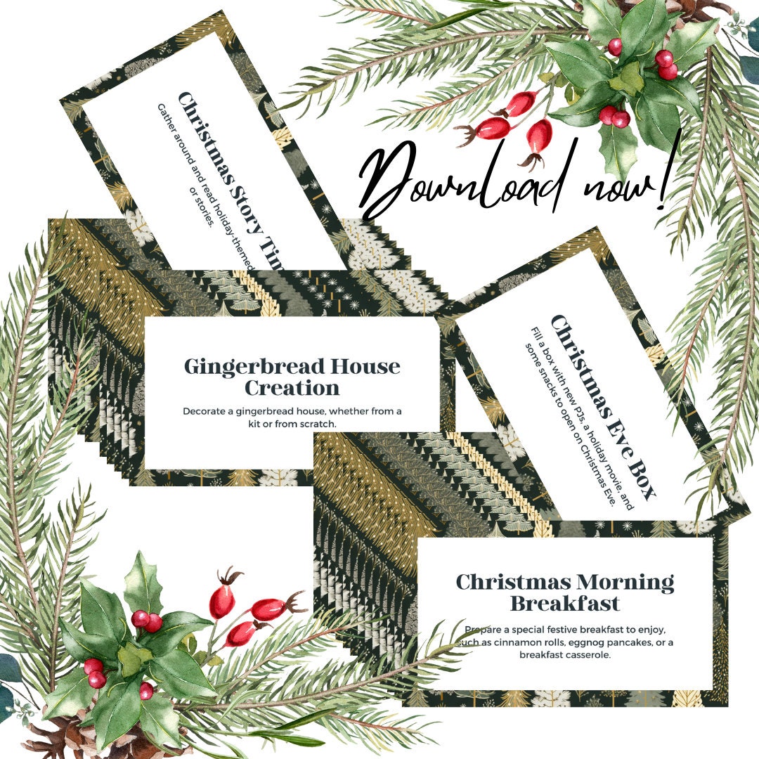 Printable Christmas Advent Calendar Cards Digital Download - Etsy