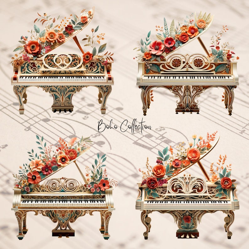 Grand Piano Clipart Musical Collection, High Quality Png, Jpg, Black ...