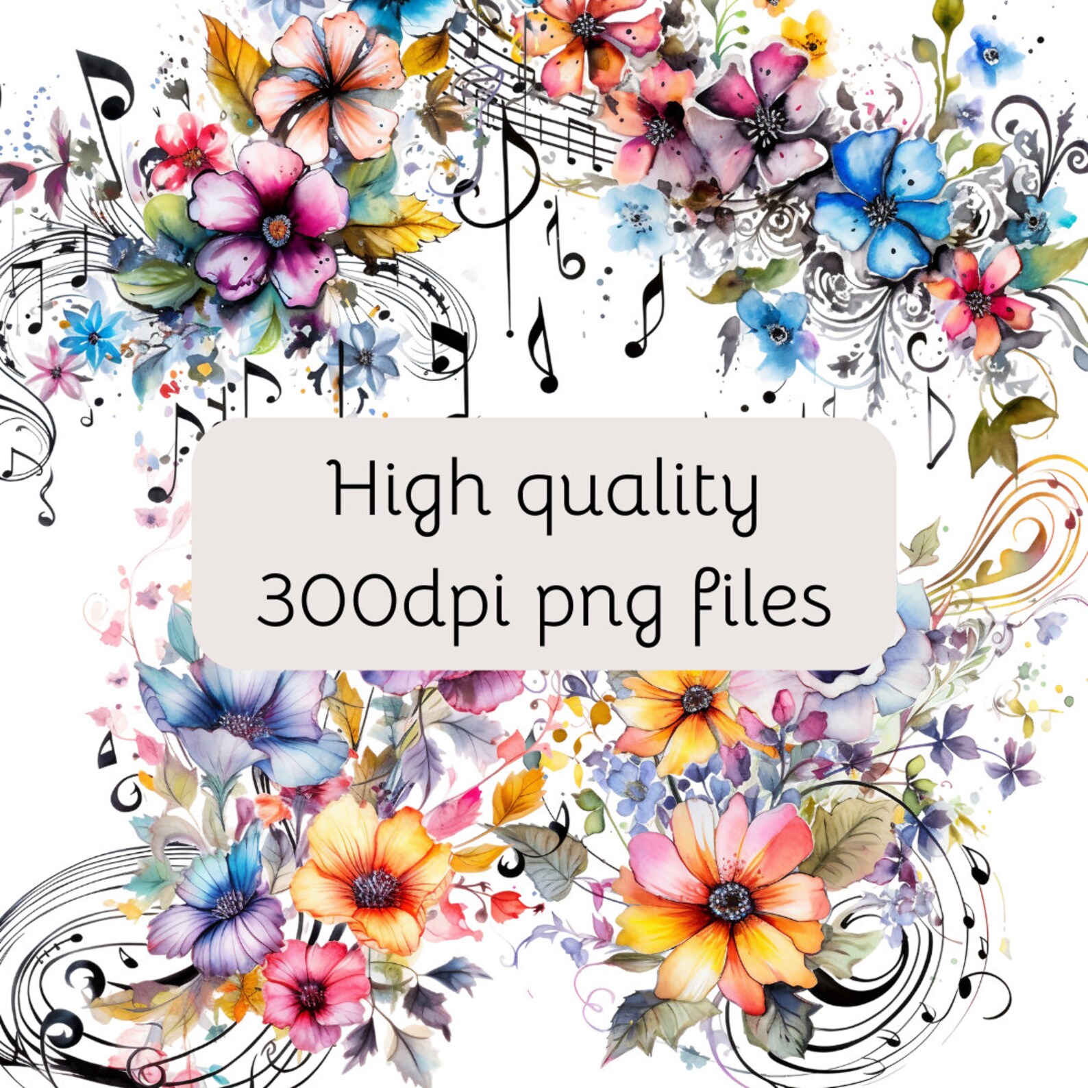Watercolour Floral Musical Notes to Add a Touch of Elegance to Your ...