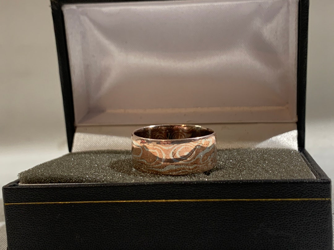 Mokume Gane Ring, Damascus Ring Woman, Wide Band Ring, Ring for Men ...