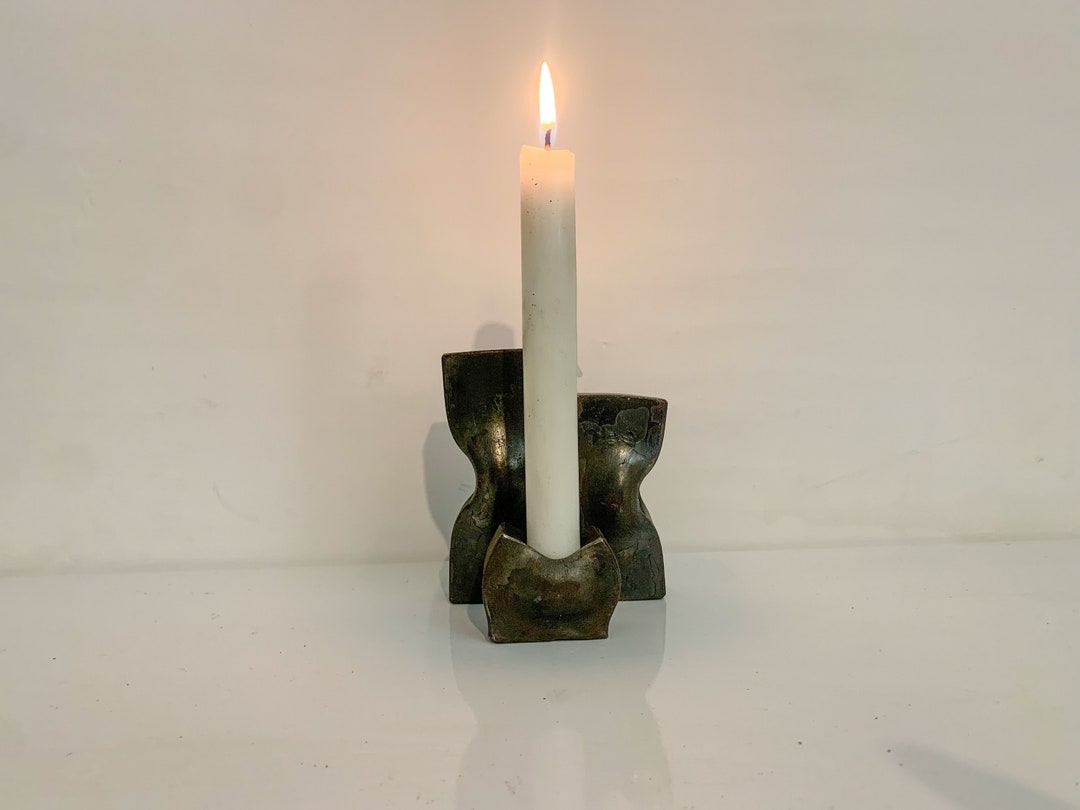 Set of 3 Unique Candlesticks, Rustic Candle Holders, Metal Candle ...