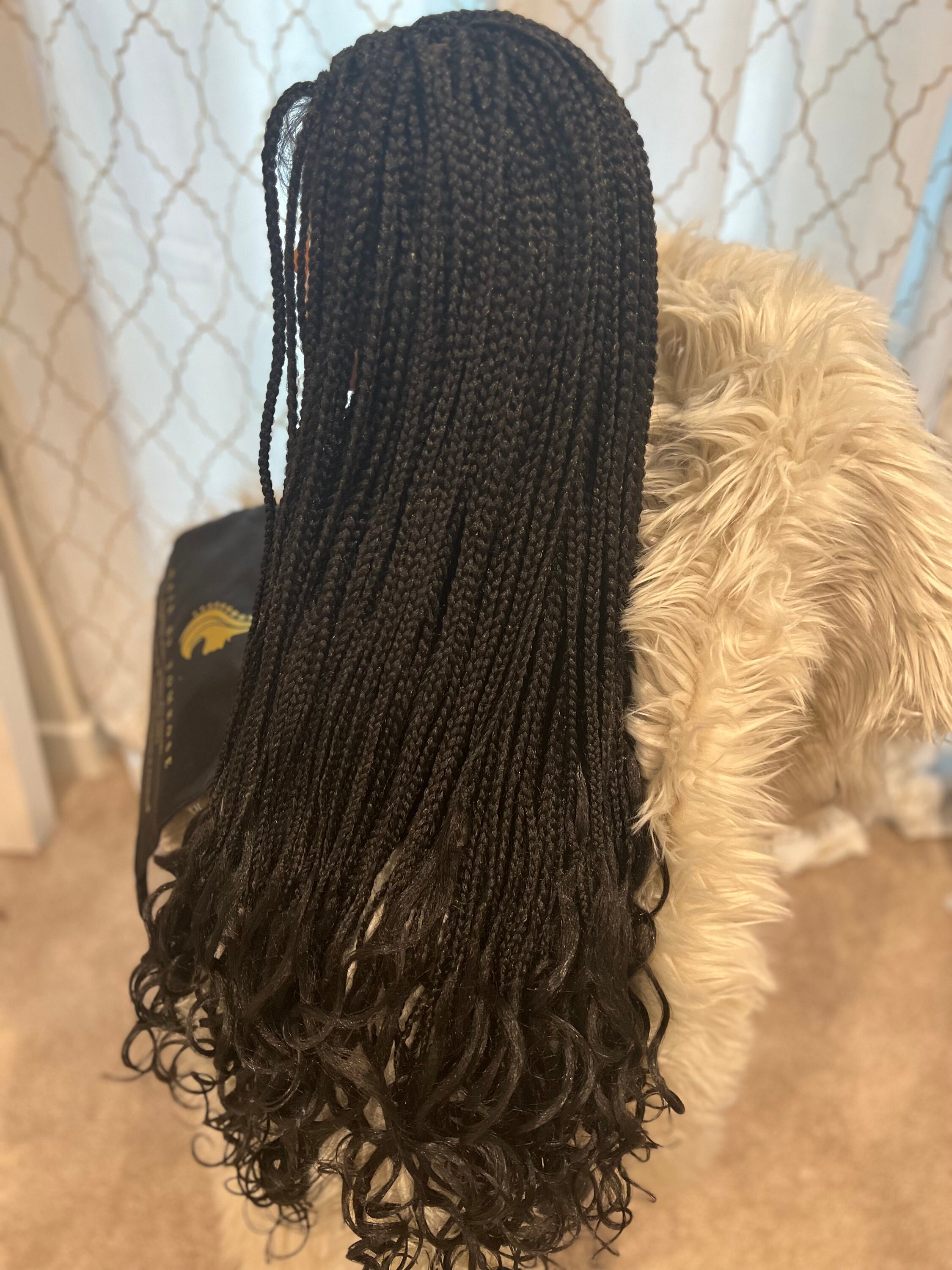 Long Braided Lace Wig With Curly Tips - Etsy