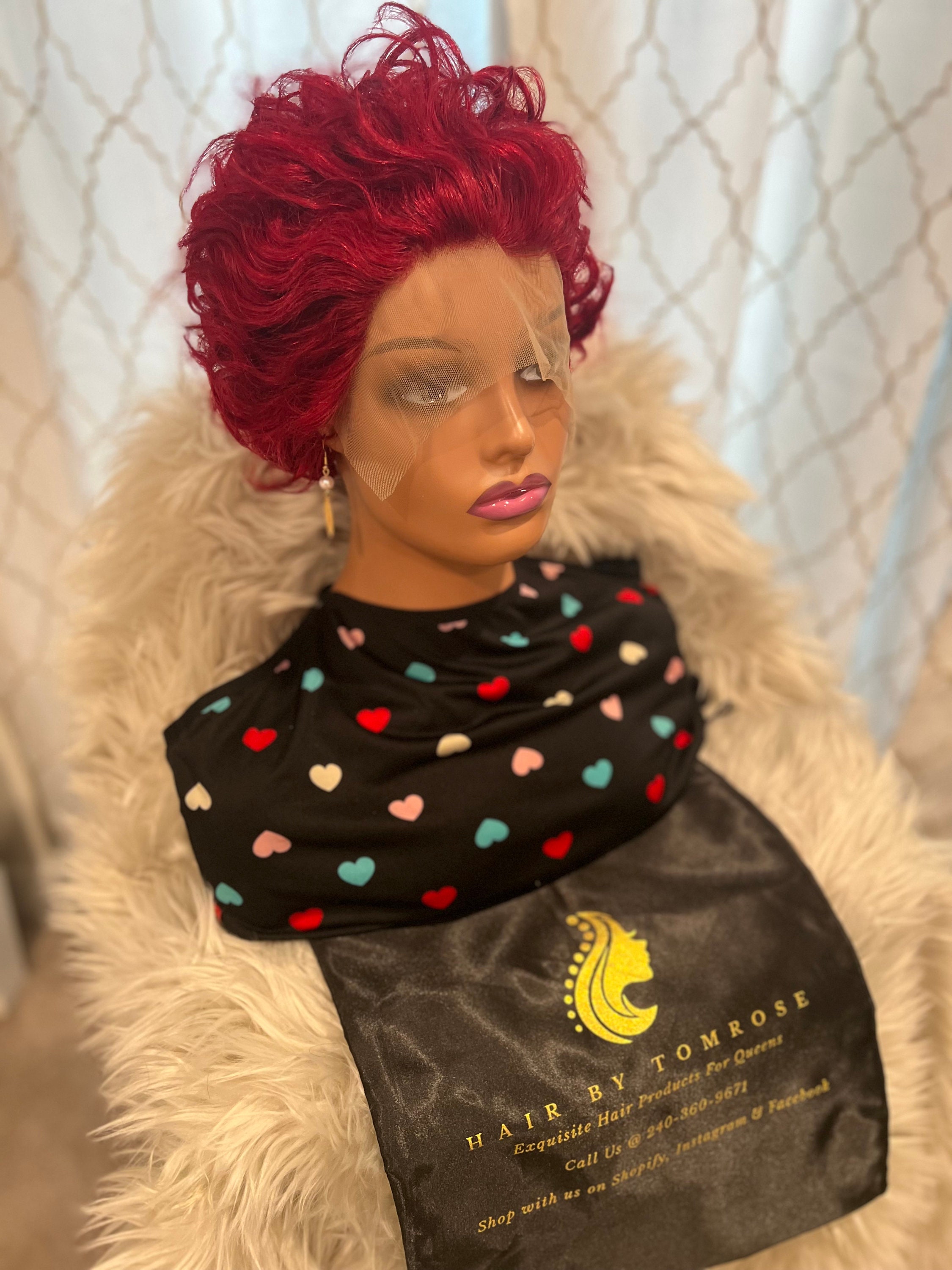 Red Short Pixie Wig - Etsy
