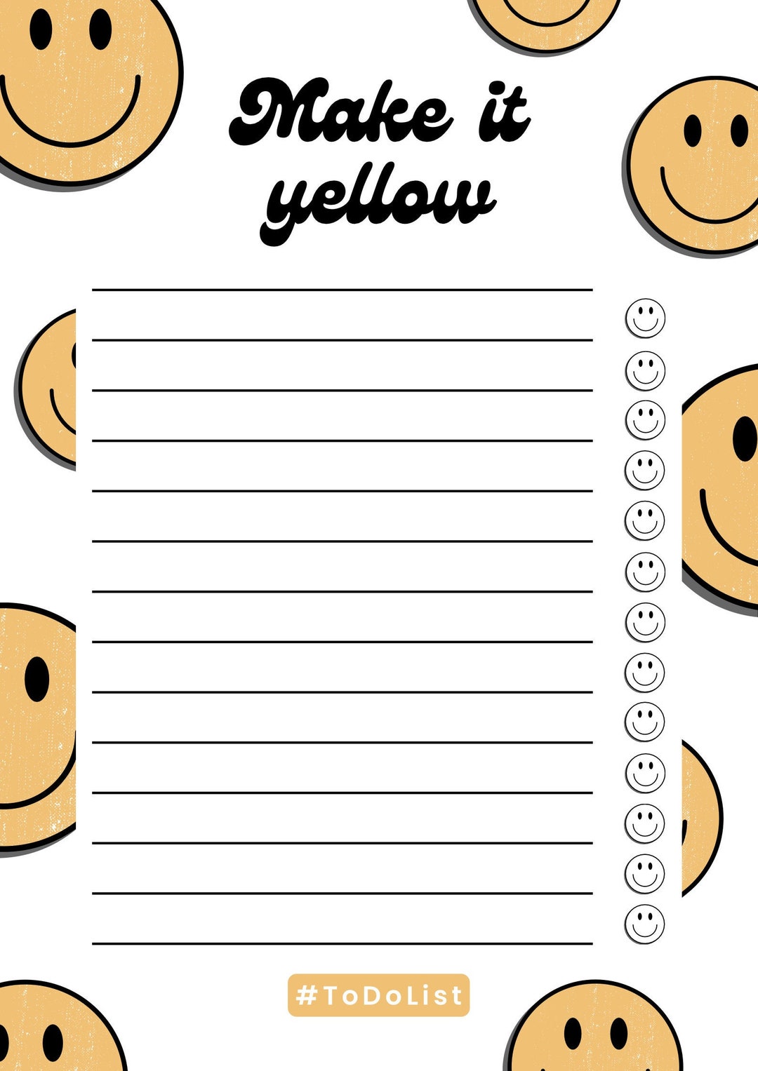 Printable Modern to Do List Digital Checklist Template Yellow - Etsy