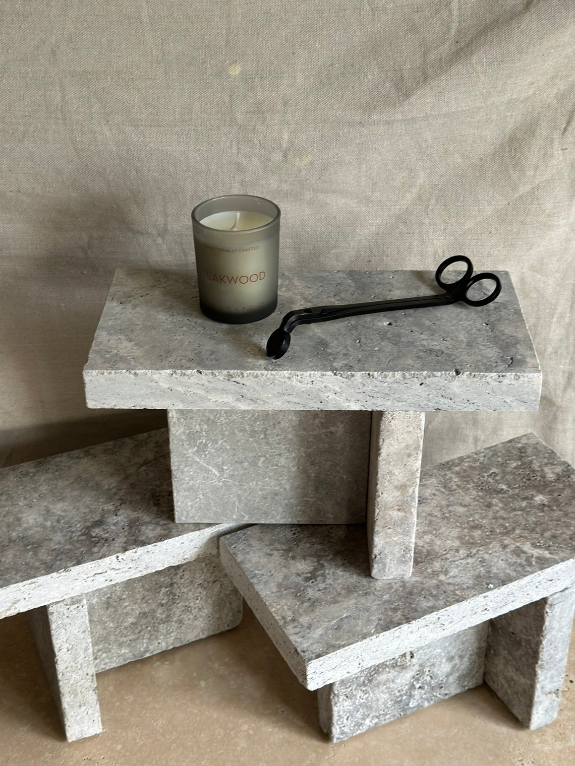 Travertine Decor Stand Plant Stand, Grey, Beige - Etsy