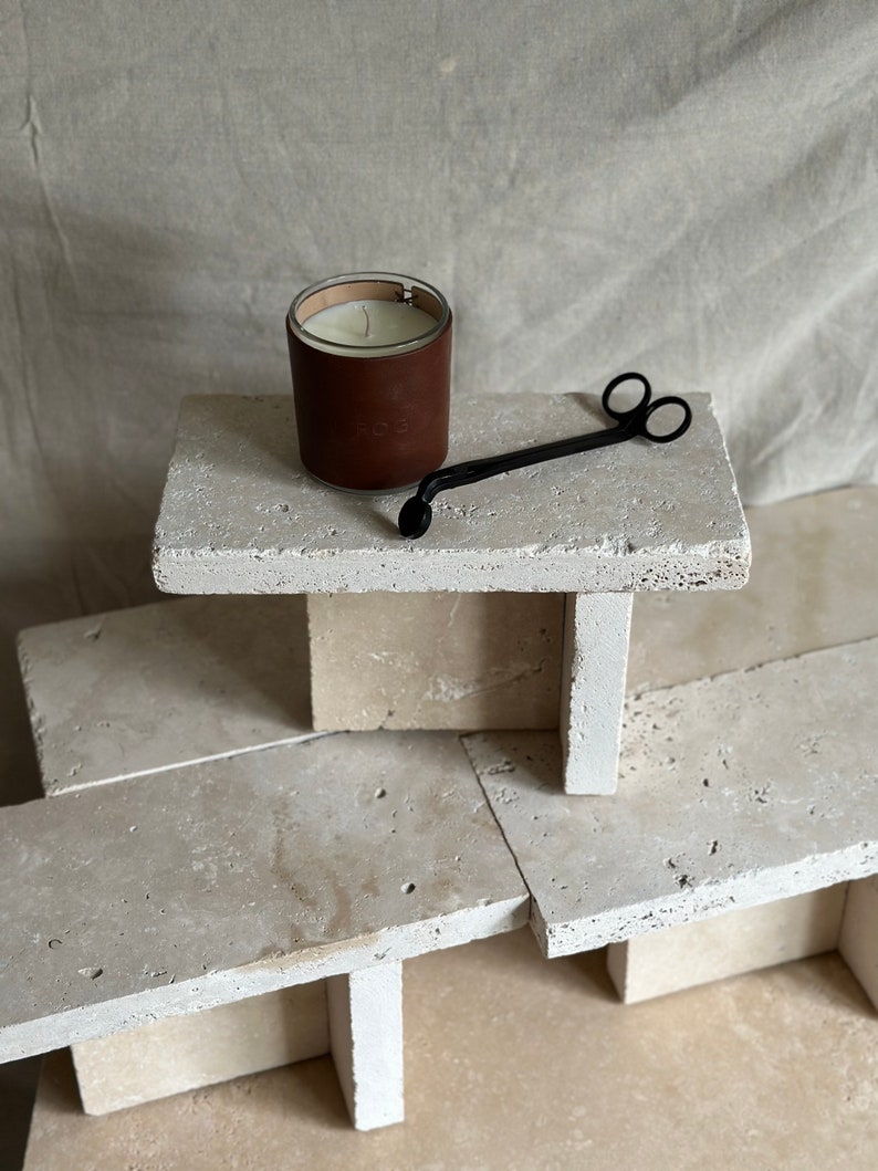 Travertine Decor Stand Plant Stand, Grey, Beige - Etsy