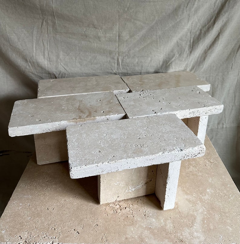 Travertine Decor Stand Plant Stand, Grey, Beige - Etsy