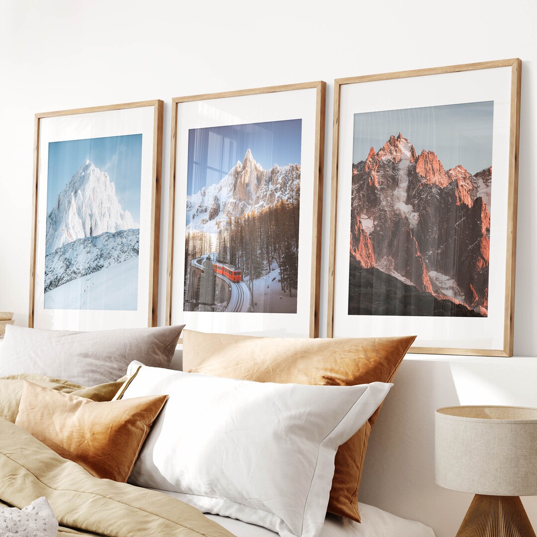 French Alps Printable Set, Chamonix, France Set of 3 Mountain Landscape ...