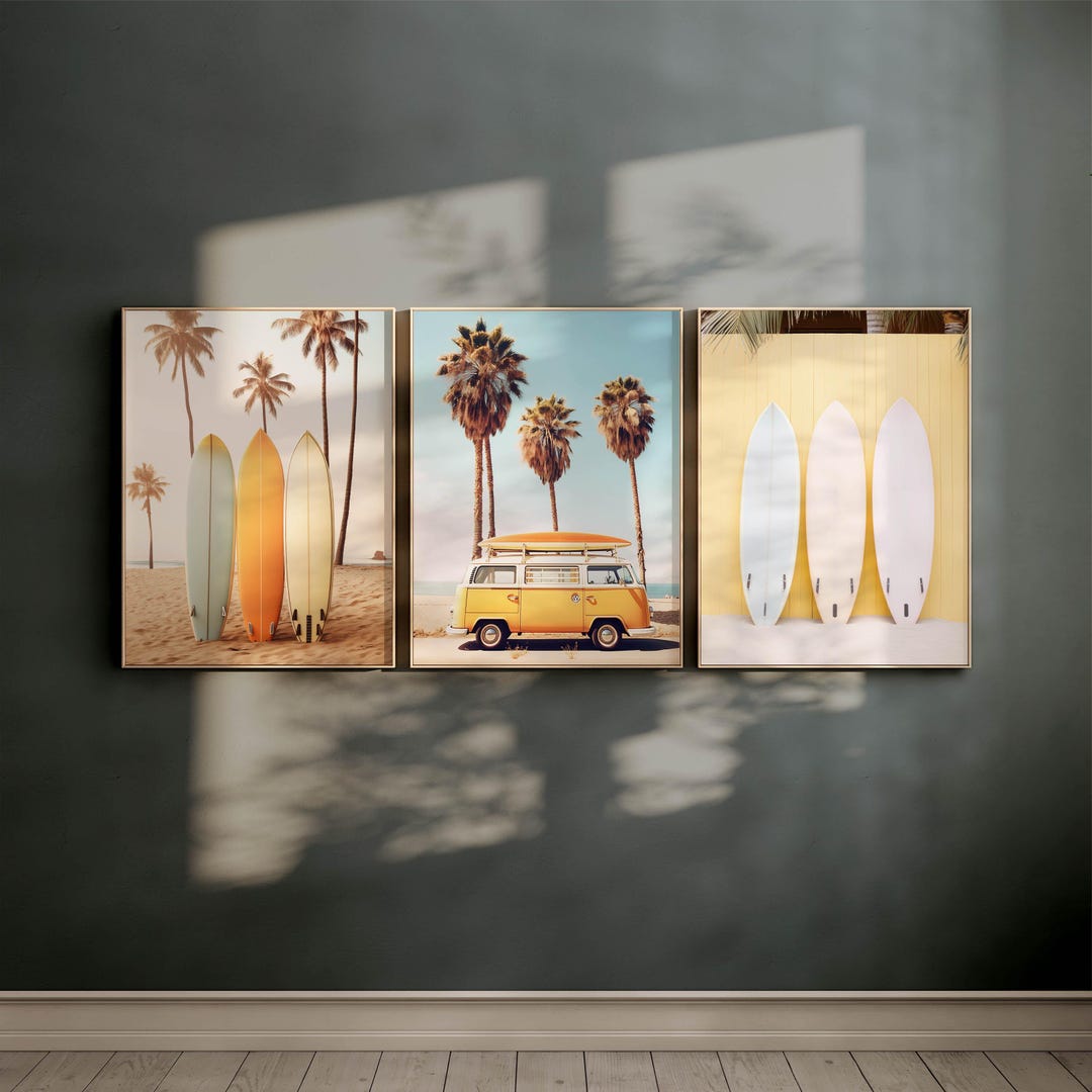 Set of 3 Surf Art Prints | Surf Poster Set | New Home Gift Idea | A1/A2 ...