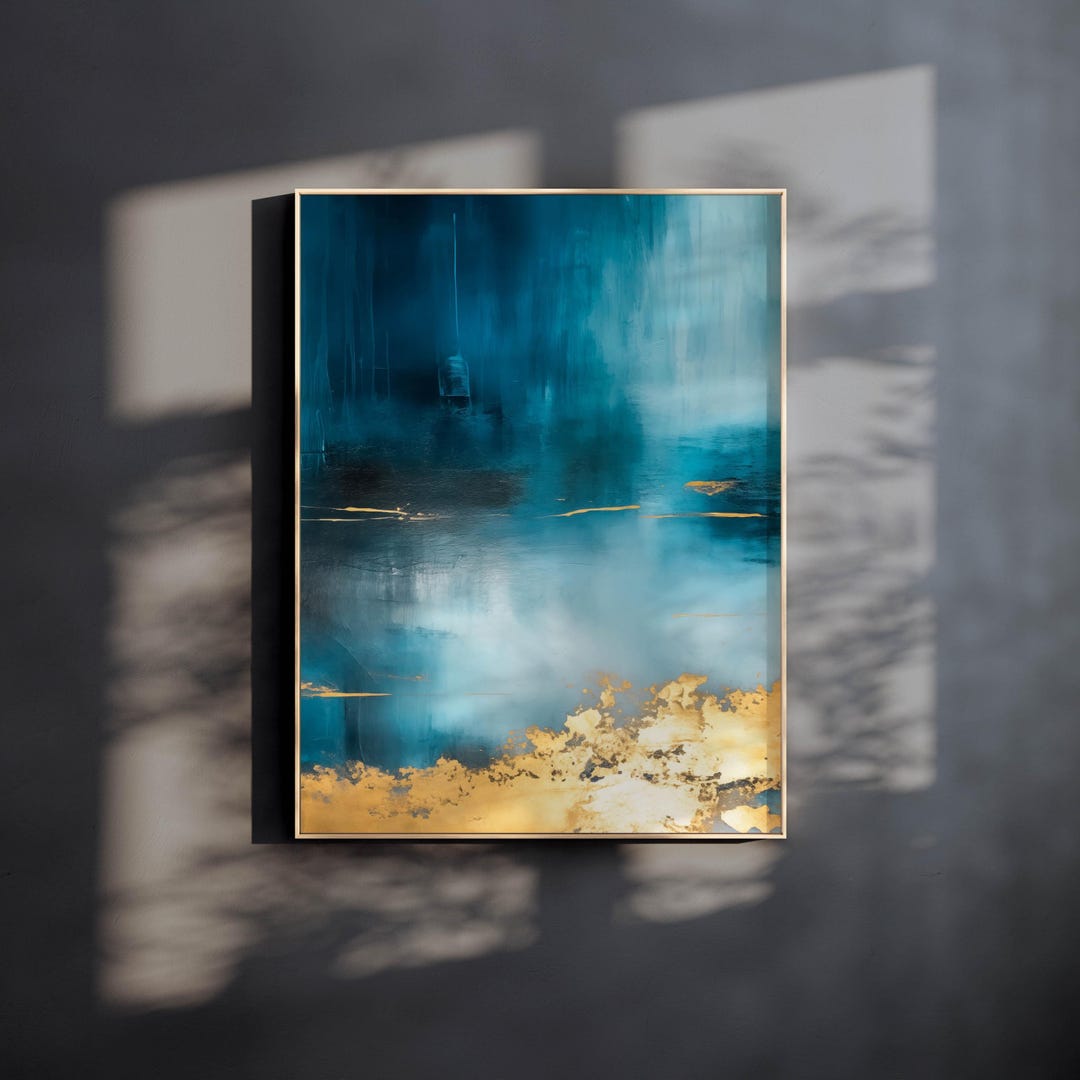 Blue & Gold Contemporary Print | Deep Blue Poster | New Home Gift Idea ...