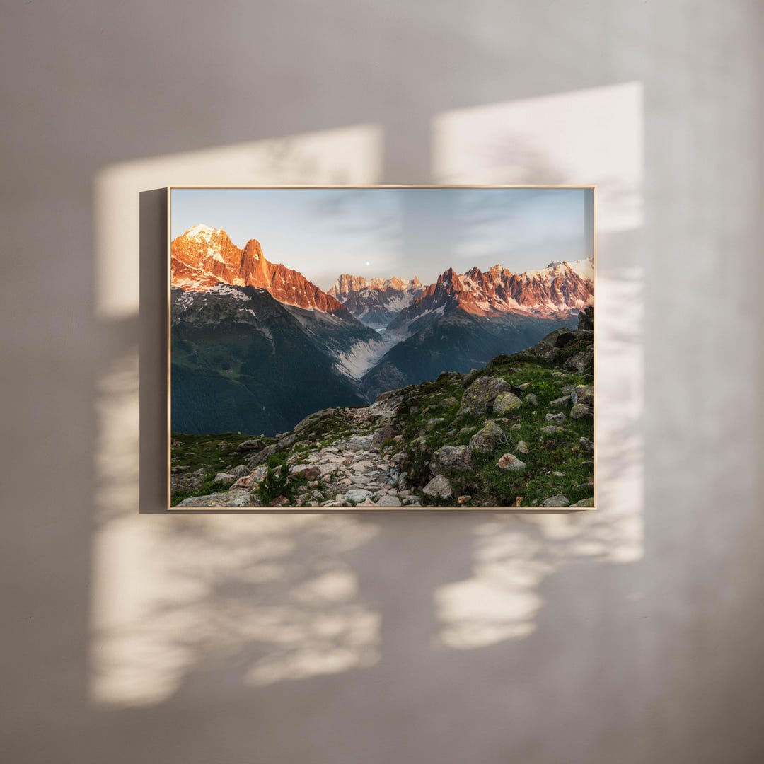 Chamonix Sunset Print, French Alps Wall Art, Mountain Photography Print ...