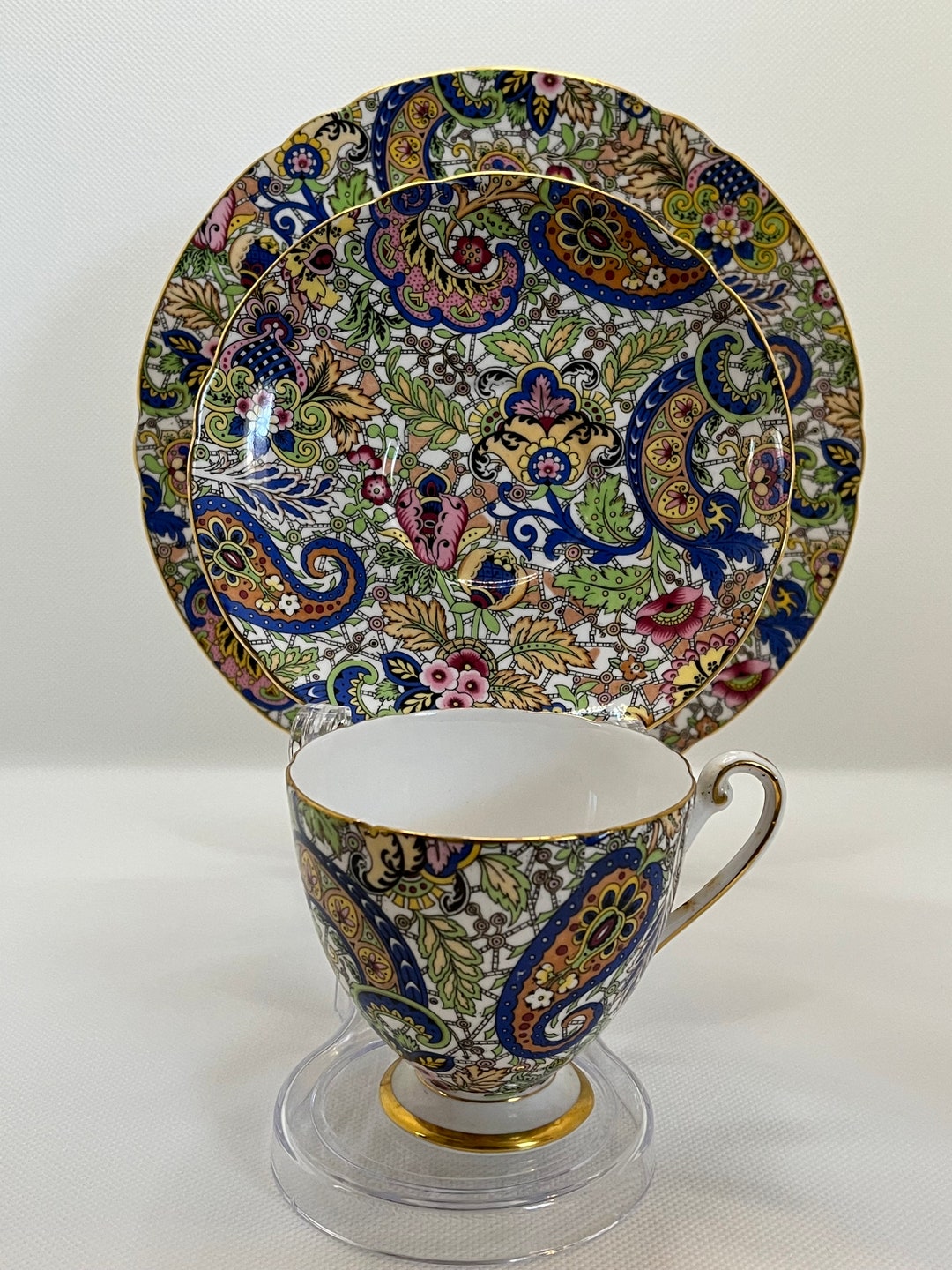 Shelley Ripon Trio 1 – Blue Paisley Chintz Pattern – Excellent ...