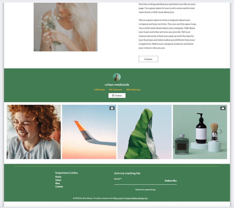 Wix Website Template Natural Groove Clean, Vintage Website Template for ...