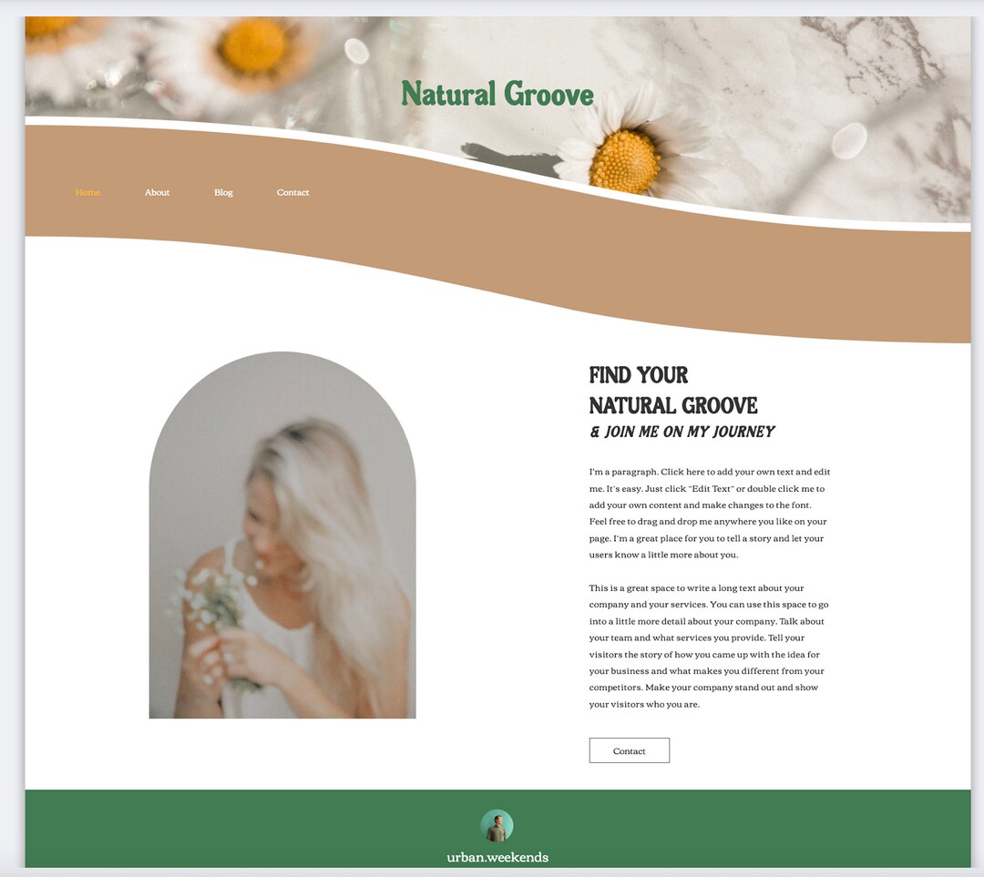 Wix Website Template Natural Groove Clean, Vintage Website Template for ...