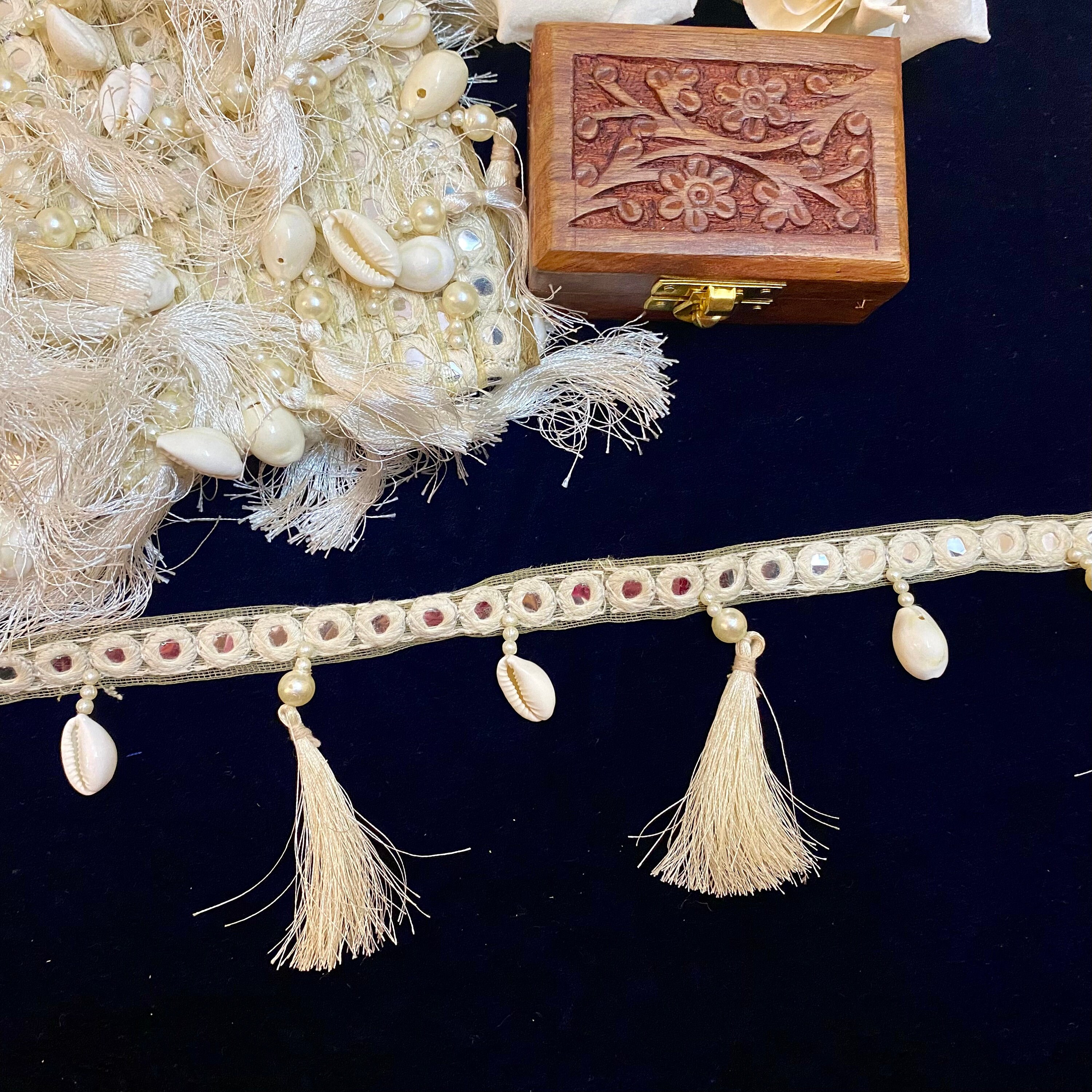 1 Yard Cowrie Shell Trim, Shell Trim Lace, Sea Shell, DIY Jean Jacket ...