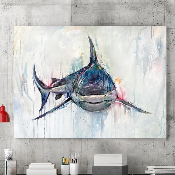 Shark Canvas Painting - Etsy