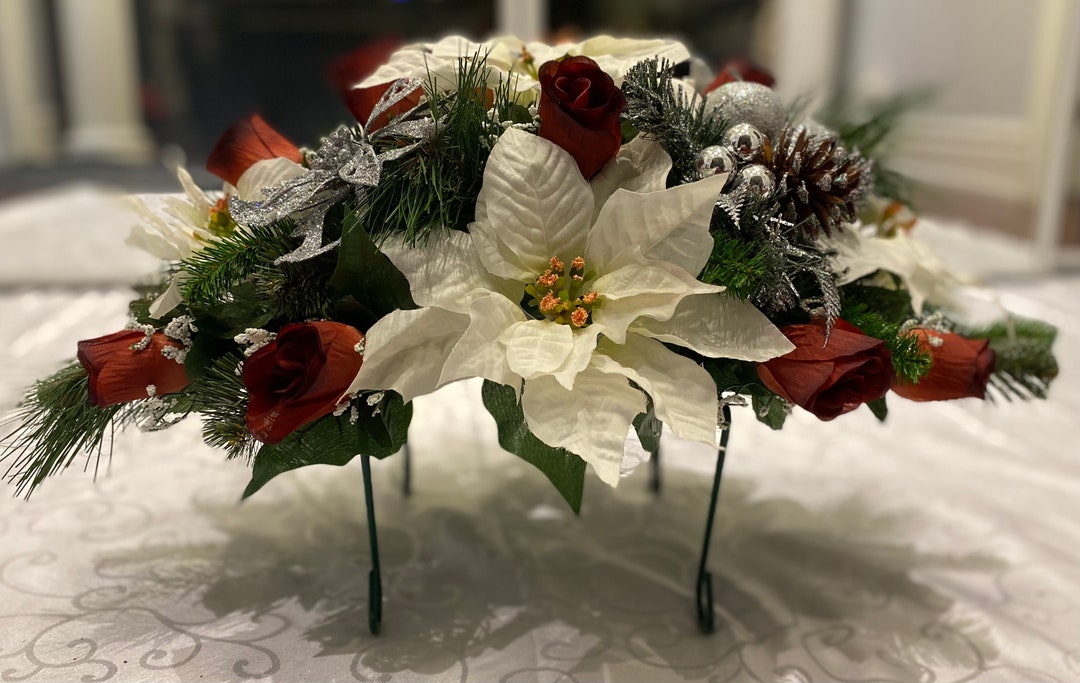 Christmas Saddle Cemetery Artificial Flowers Funeral Grave Decorations ...