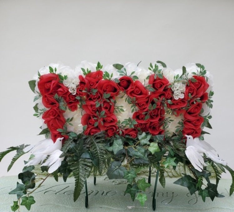 Custom Saddle Letters Name Cemetery Flowers Funeral Arrangement Grave ...