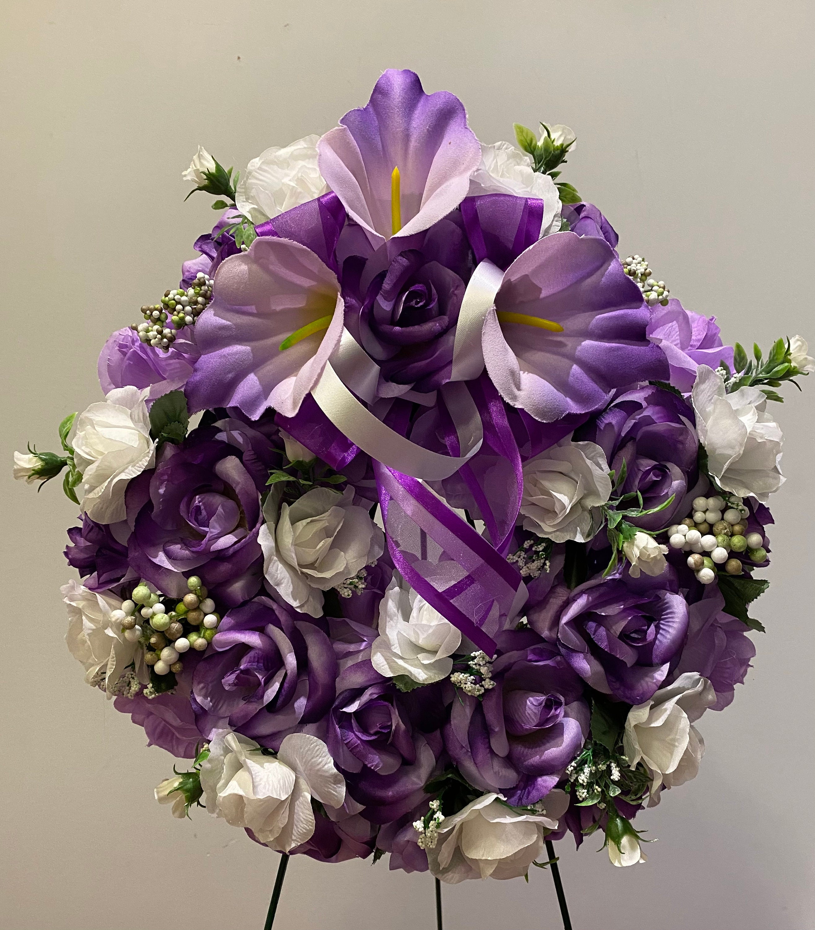 Purple Roses Wreath Cemetery Artificial Flowers Funeral Grave ...