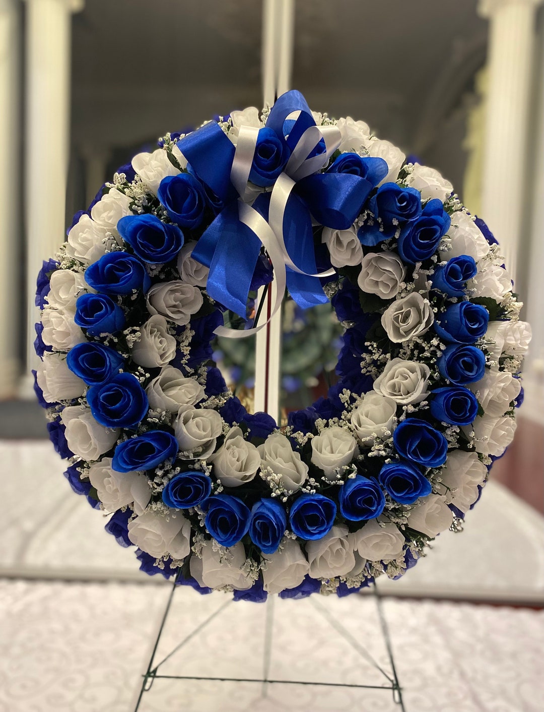 Circle Roses Wreath Cemetery Artificial Flowers Funeral Grave ...