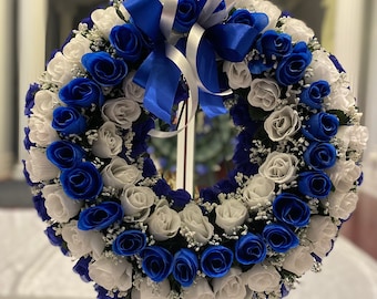 Blue Cross Love Cemetery Artificial Flowers Funeral Grave Decorations ...