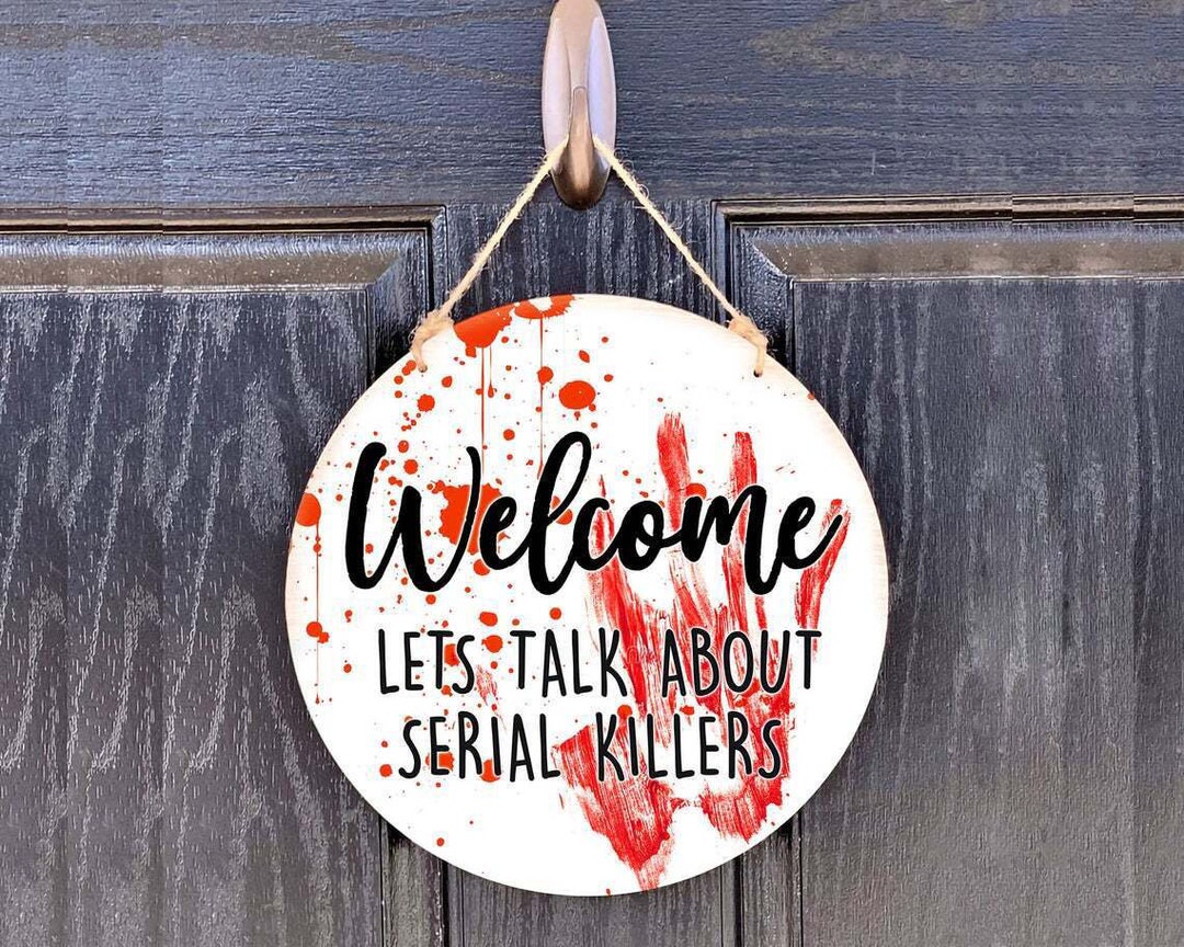 Horror Hand Halloween Round Wood Sign Welcome Sign Let Talk - Etsy