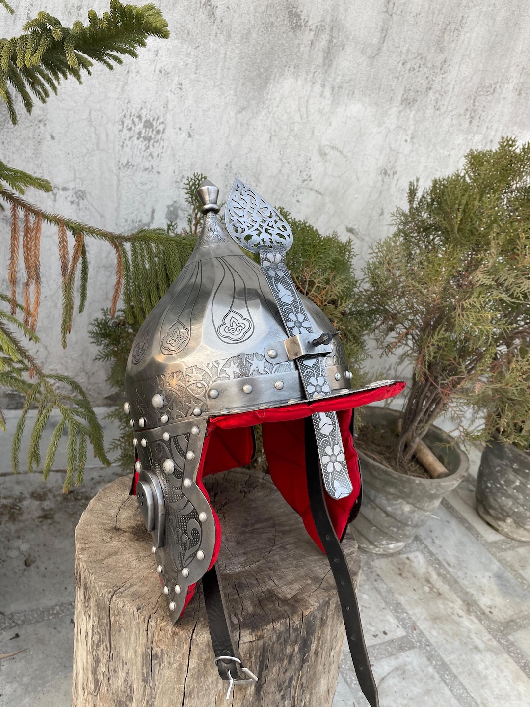 Islamic Warrior Helmet - Hand-forged Solid Steel Medieval Headgear ...