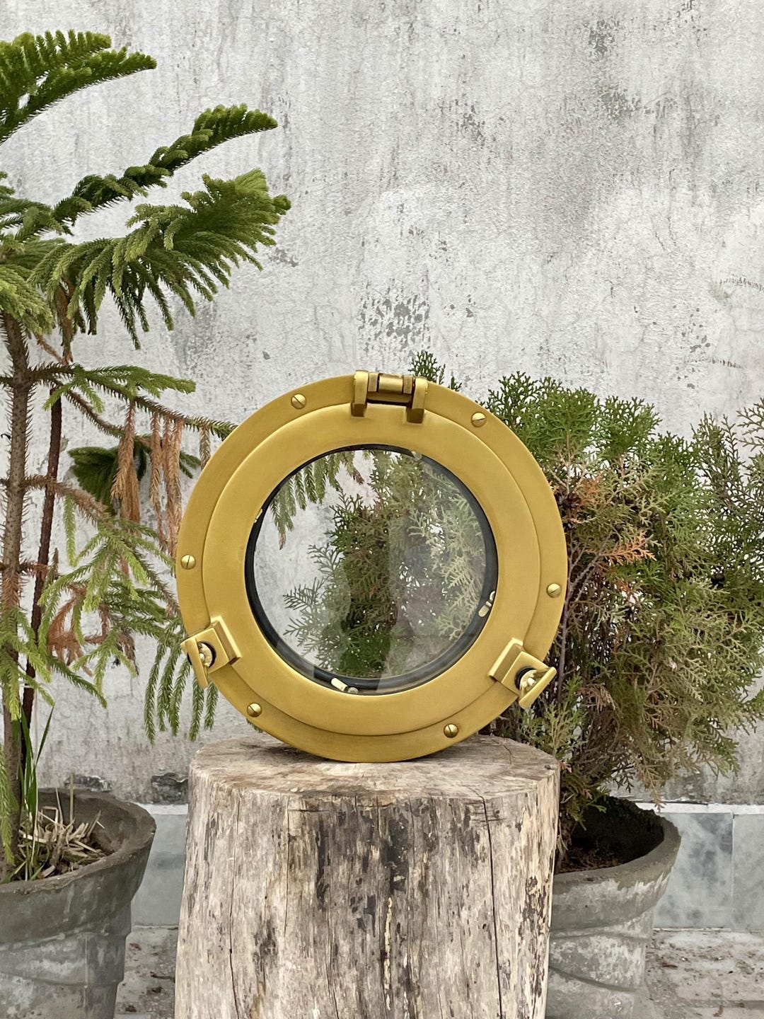 Nautical Porthole Window - 12" Antique Brass Finish Aluminum - Clear ...