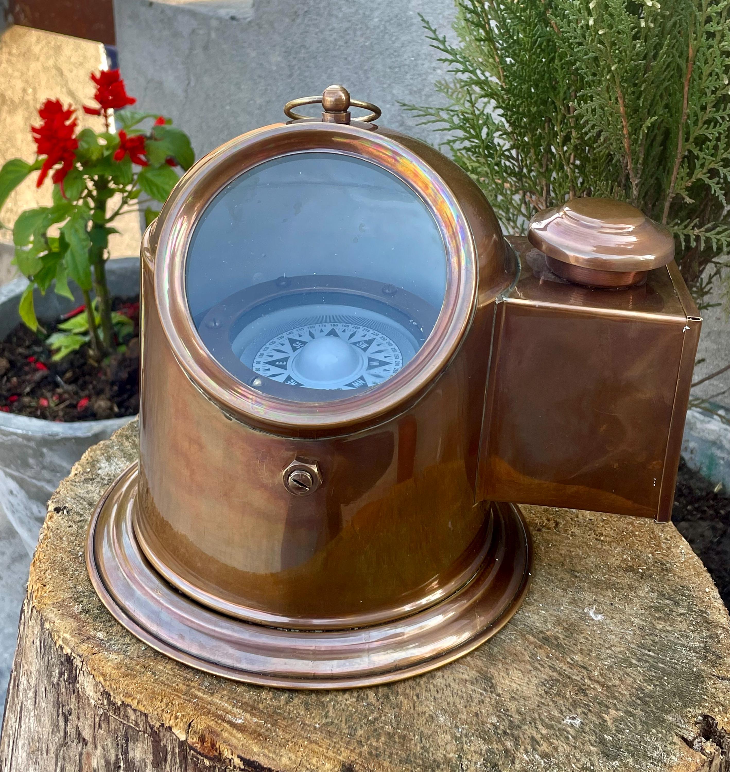 Nautical Brass Oil Lamp Binnacle Gimbal Compass - Ship Lantern Gift - Etsy