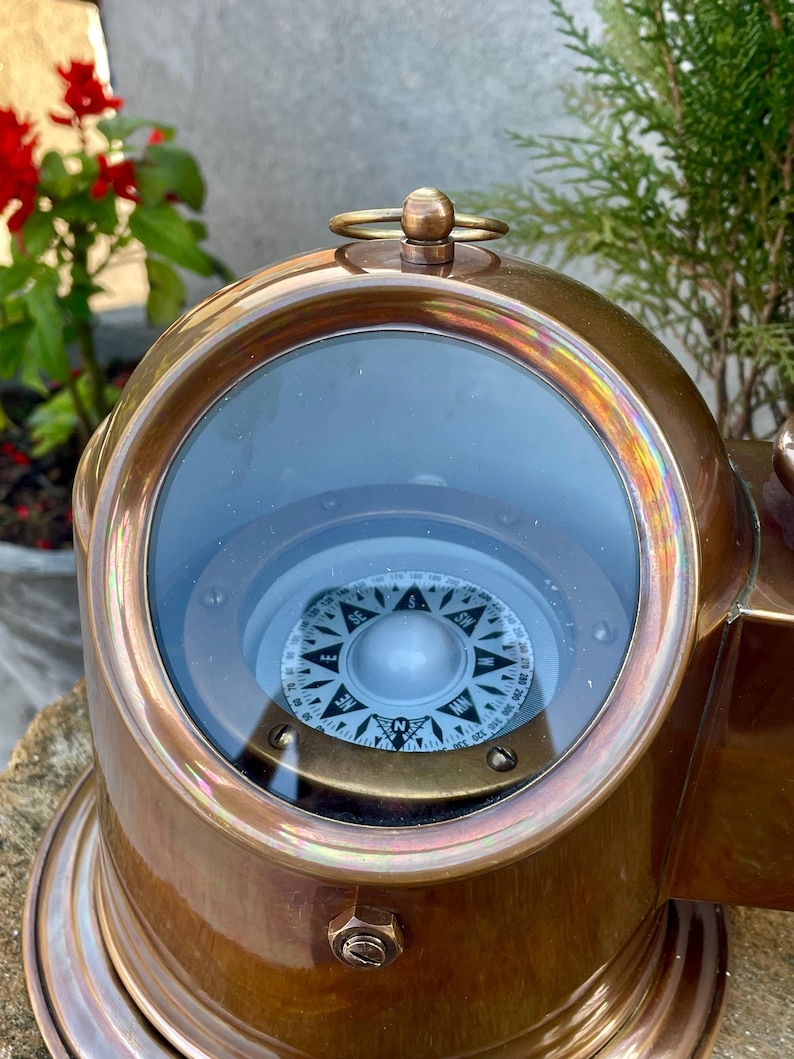 Nautical Brass Oil Lamp Binnacle Gimbal Compass - Ship Lantern Gift - Etsy