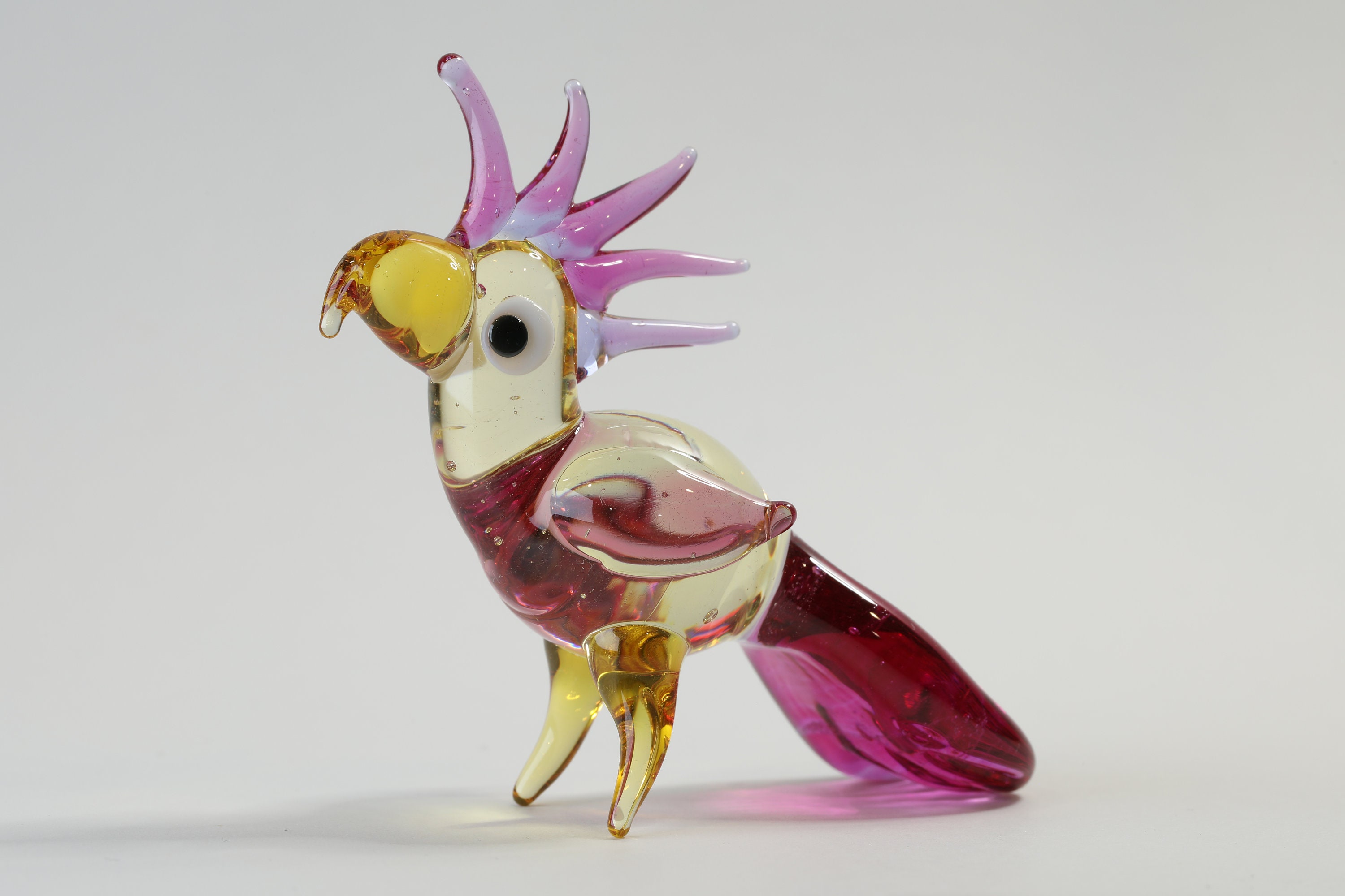 Handmade Czech Bohemian Glass Cockatoo Parrot Bird Figurine. Gift for ...