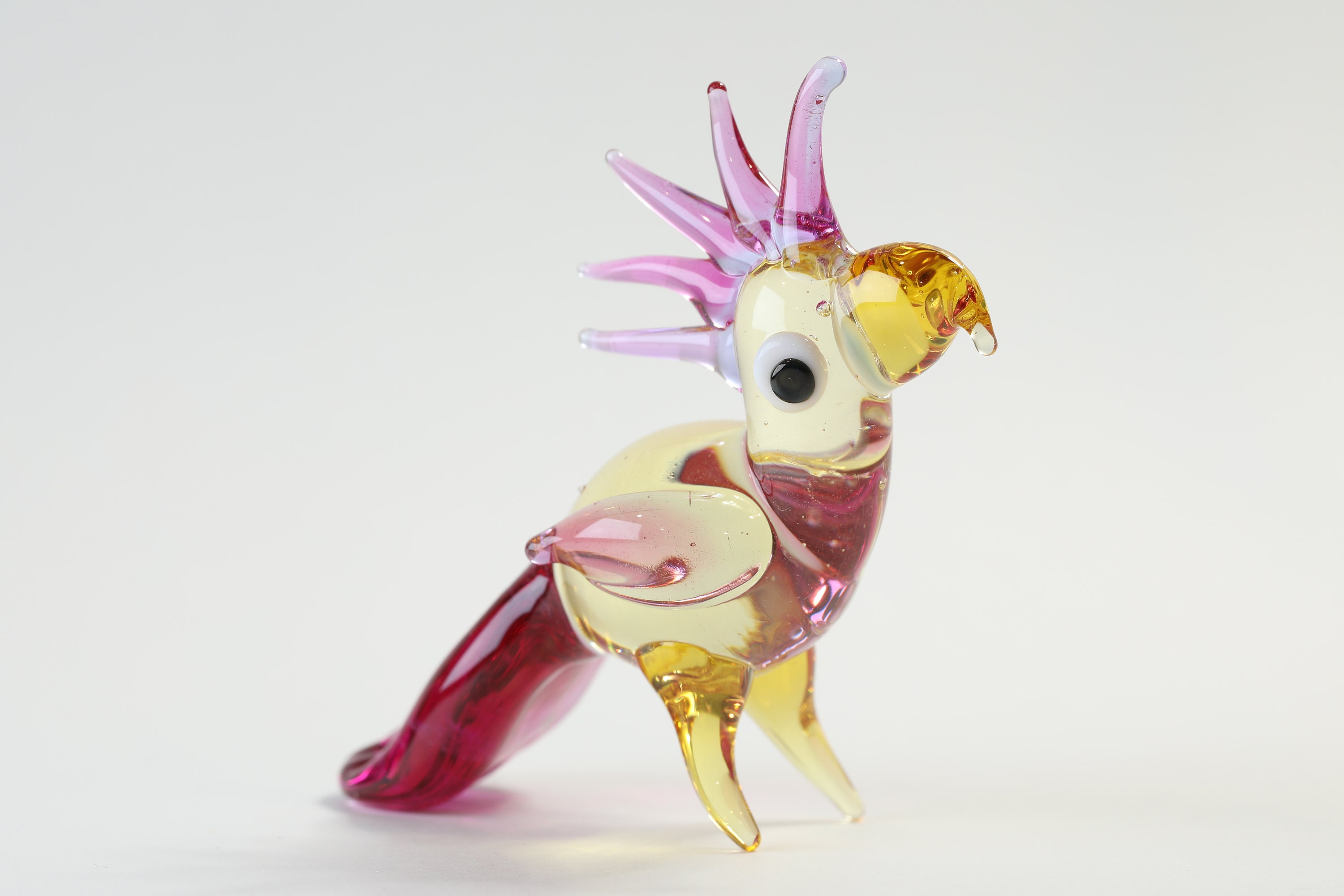 Handmade Czech Bohemian Glass Cockatoo Parrot Bird Figurine. Gift for ...