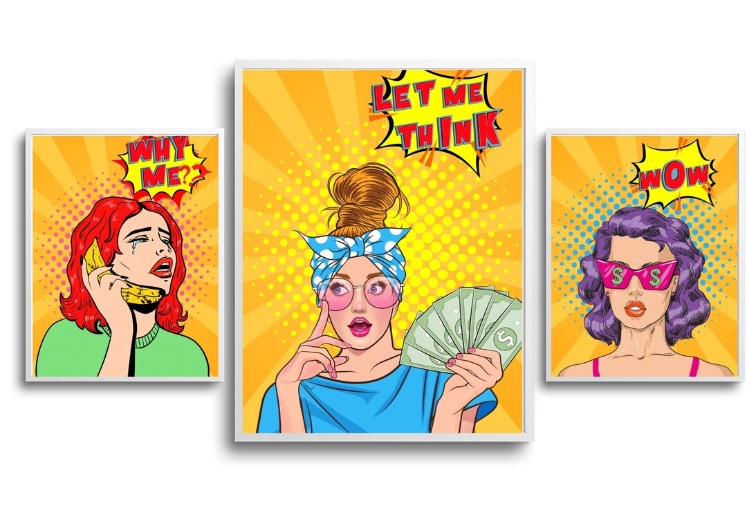 Comic Style Posterswoman Wow Wall Artpop Woman Wall Artomg Shock Comics ...