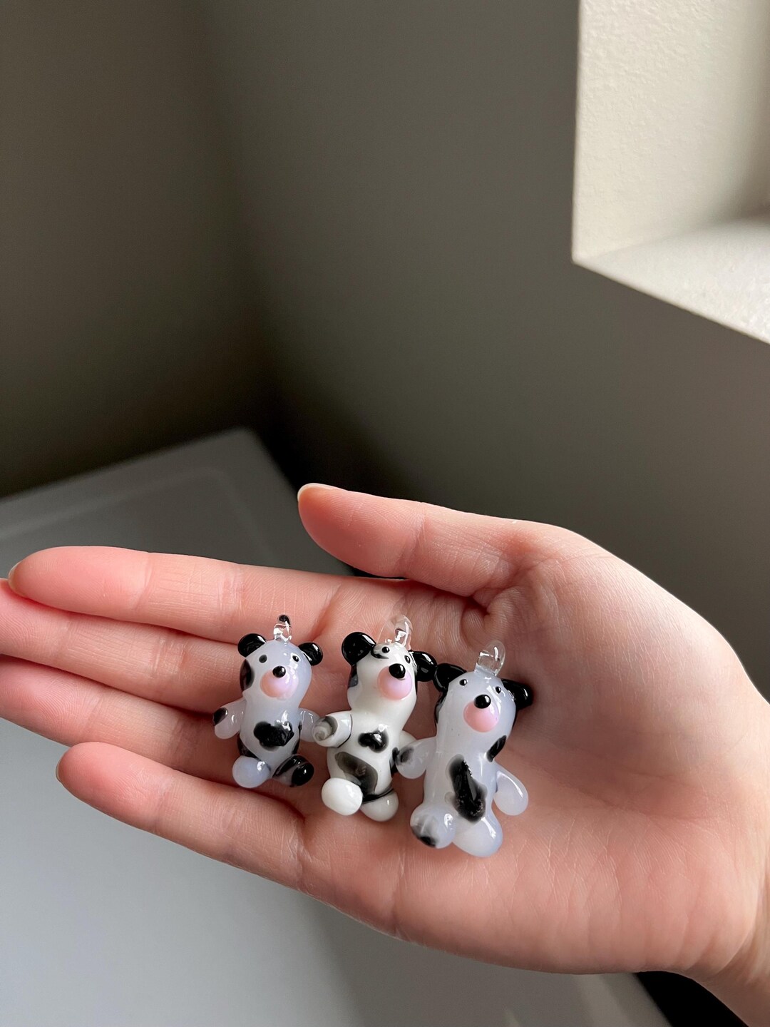 Cow Bear Miniature Glass Pendant - Etsy