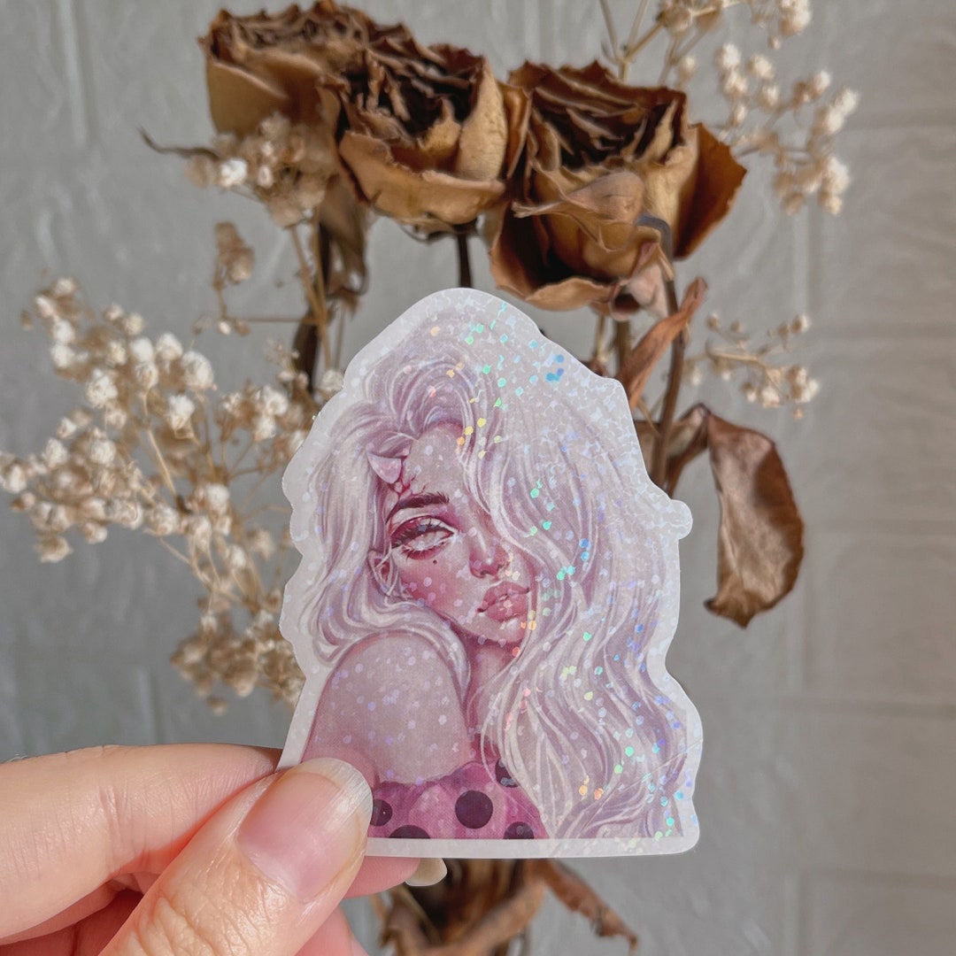 Holographic Die Cut Sticker/halloween Style Girl Portrait Sticker ...