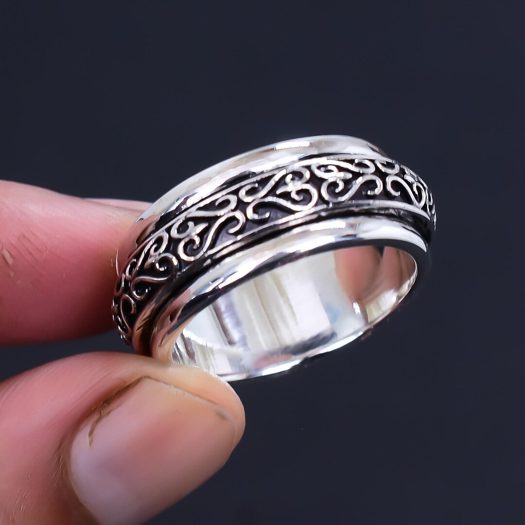 Designer Silver Ring 925 Sterling Silver Ring Handmade Silver Spinner ...