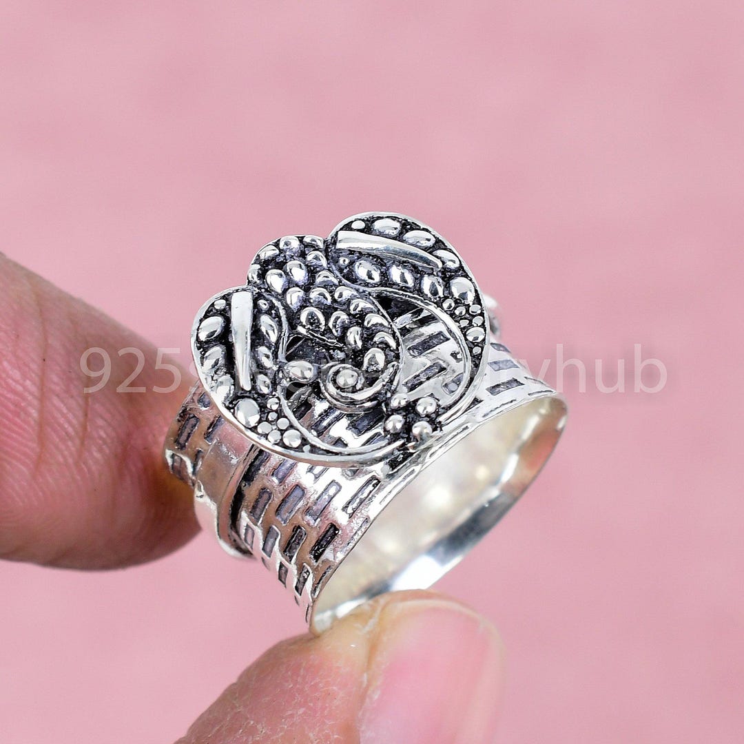 Silver Designer Ring 925 Sterling Silver Spinner Ring Gift for Women ...