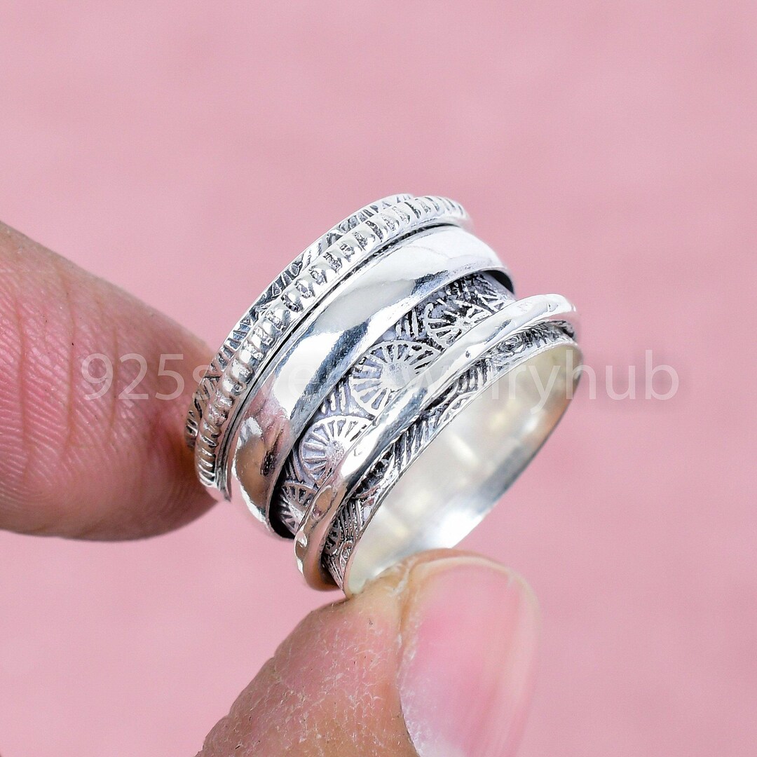 Silver Ring Handmade Silver Designer Spinner Ring 925 Sterling Silver ...