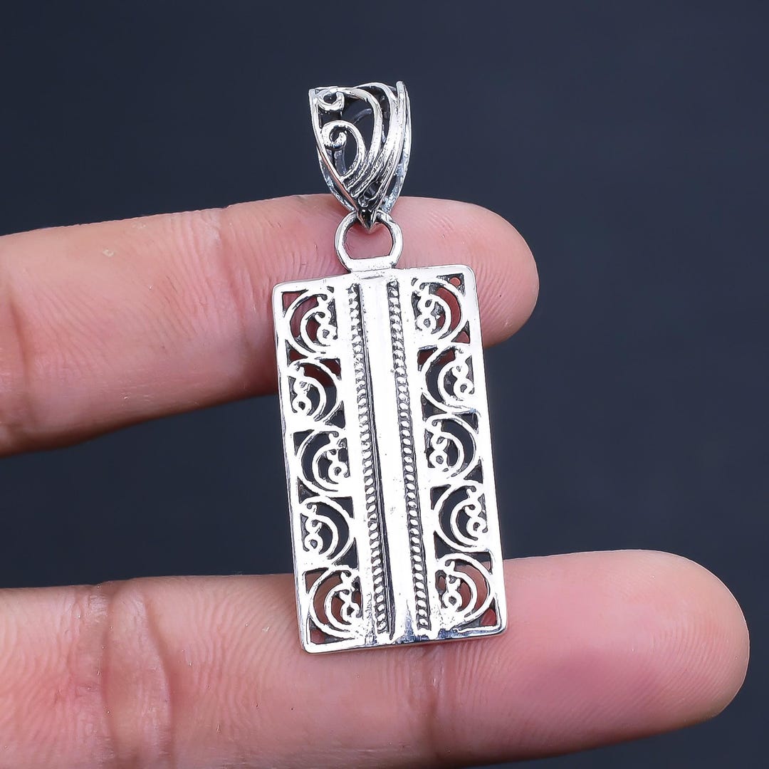 Handmade Jali Work Pendant Cocktail Fine Jewelry Gift for Women 925 ...