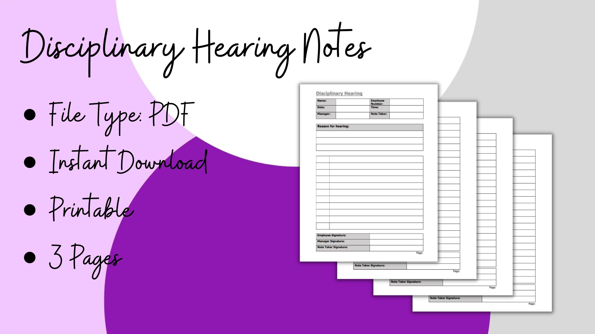 Disciplinary Hearing Notes | HR Forms | Human Resources | Printable ...