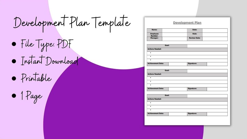 Development Plan Template HR Forms Human Resources - Etsy
