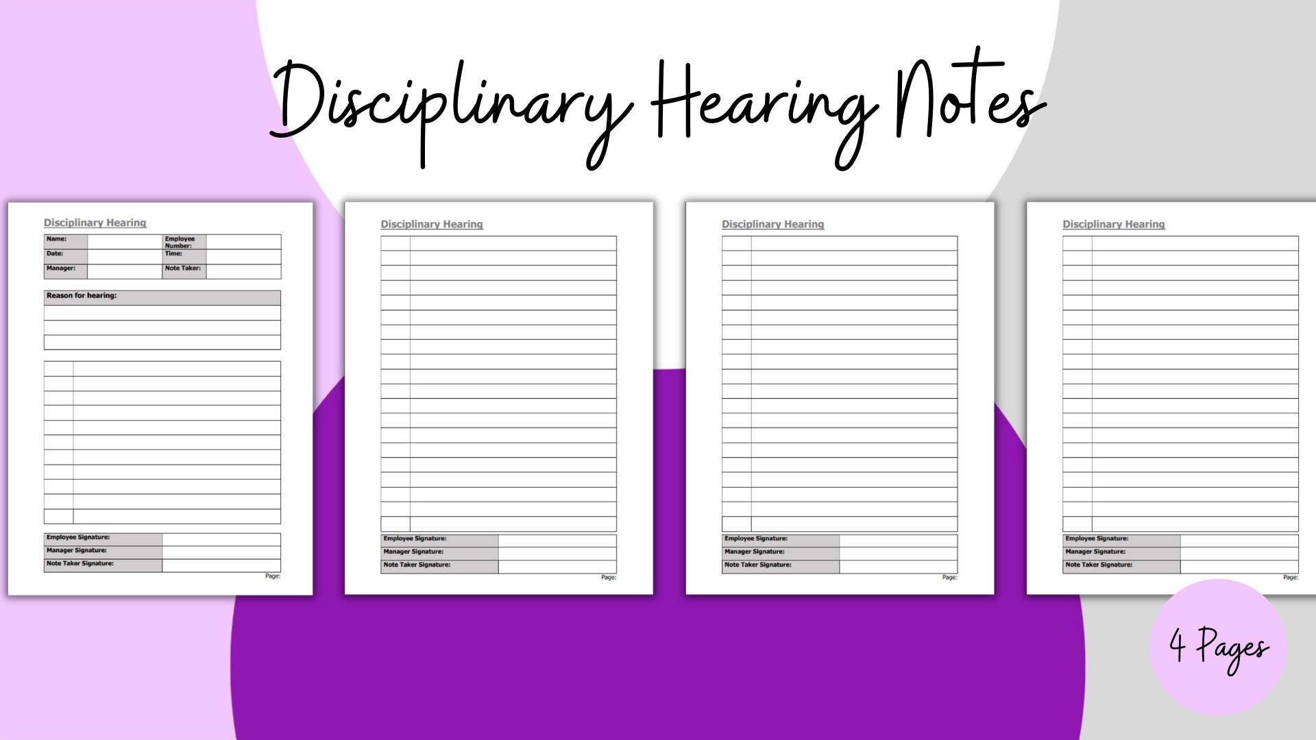 Disciplinary Hearing Notes | HR Forms | Human Resources | Printable ...