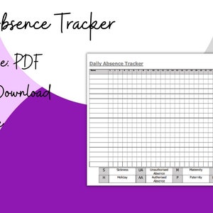 Daily Absence Tracker | HR Forms | Human Resources | Printable Form ...