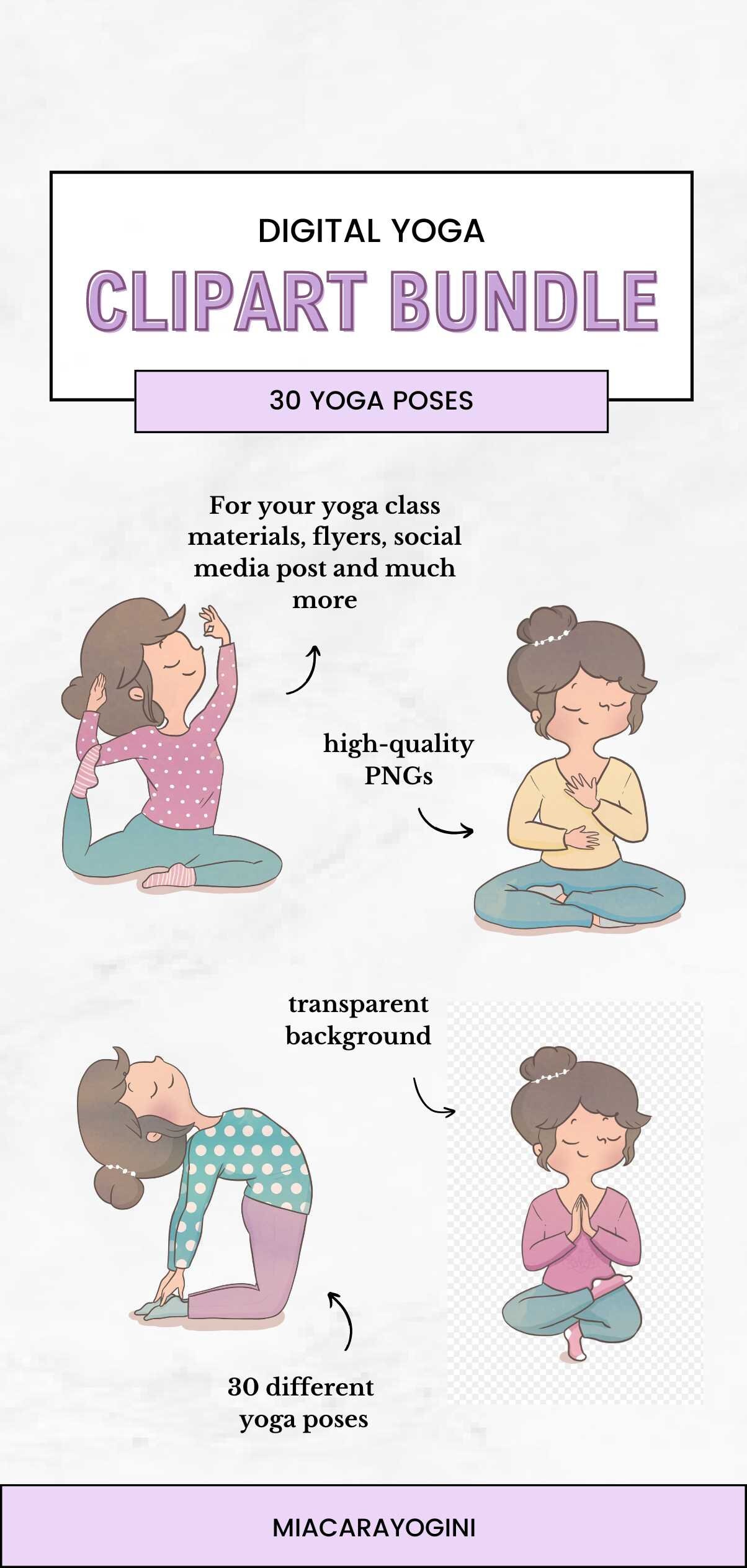 Clipart Bundle Yoga Graphics for Yoga Teachers Yoga Poses Icons ...