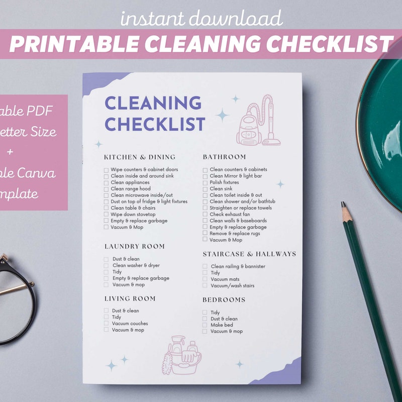 Cleaning Checklist Editable - Etsy