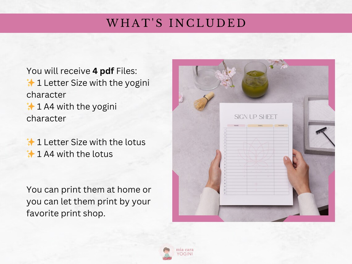 Yoga Class Sign-up Sheet Printable, Email List Template (digital ...