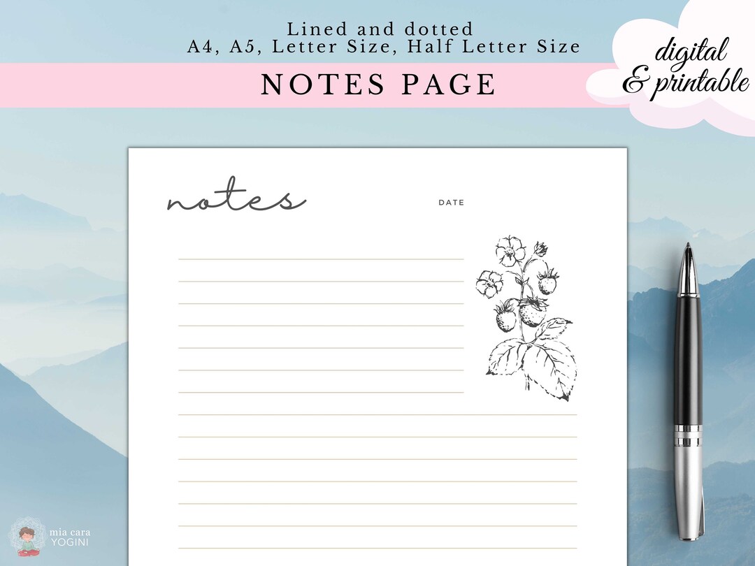 Printable Notes Page - Goodnotes Notes Page - Lined Notes Template ...