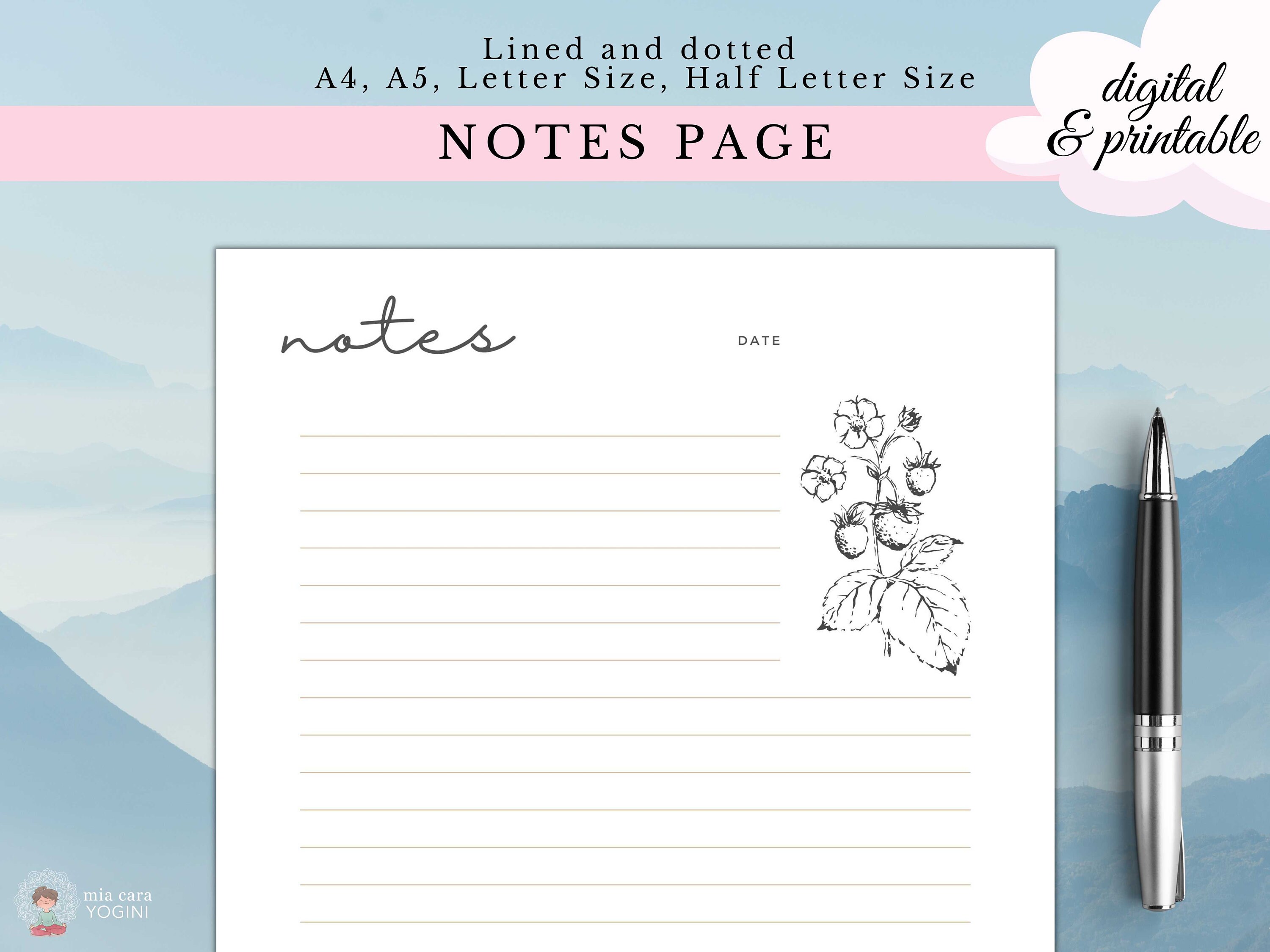 Printable Notes Page - Goodnotes Notes Page - Lined Notes Template ...